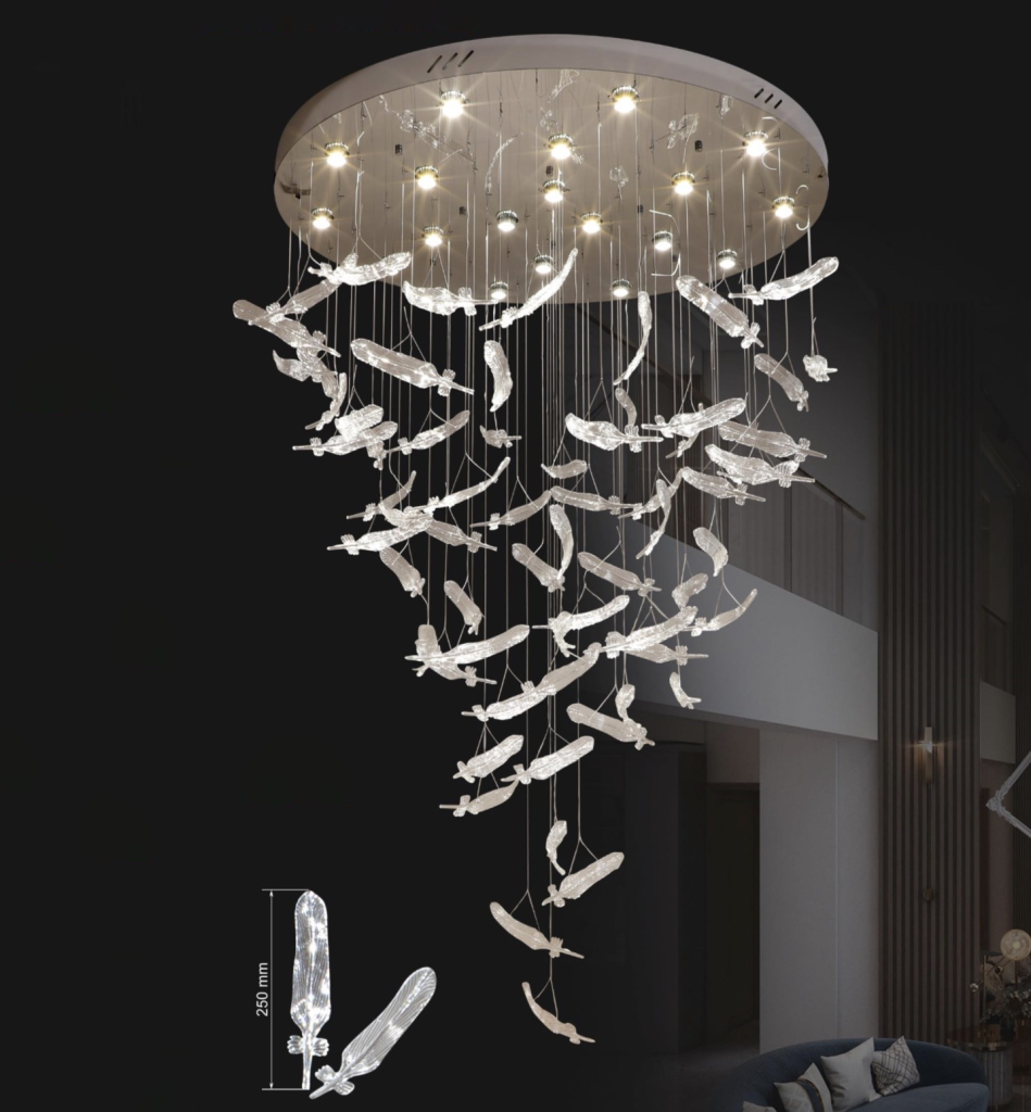 Đèn trang trí thông tầng-sảnh hình lông vũ nghệ thuật DTT116
